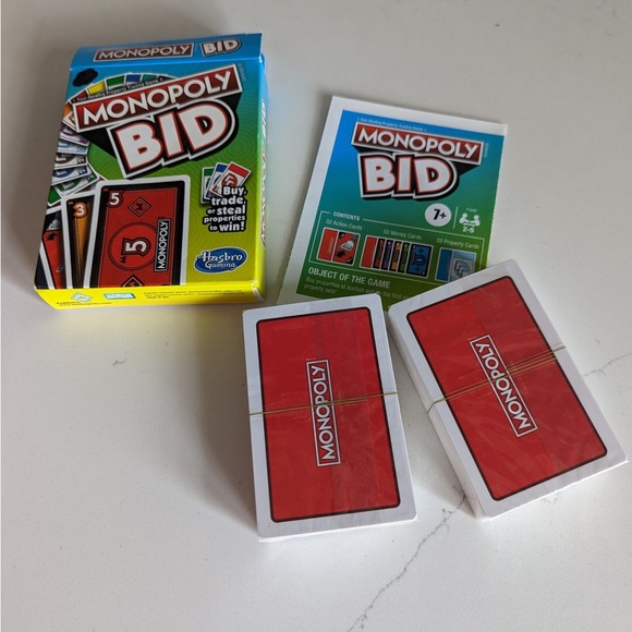 Hasbro | Games | Monopoly Bid Card Game 22 Hasbro New Complete W Sealed ...
